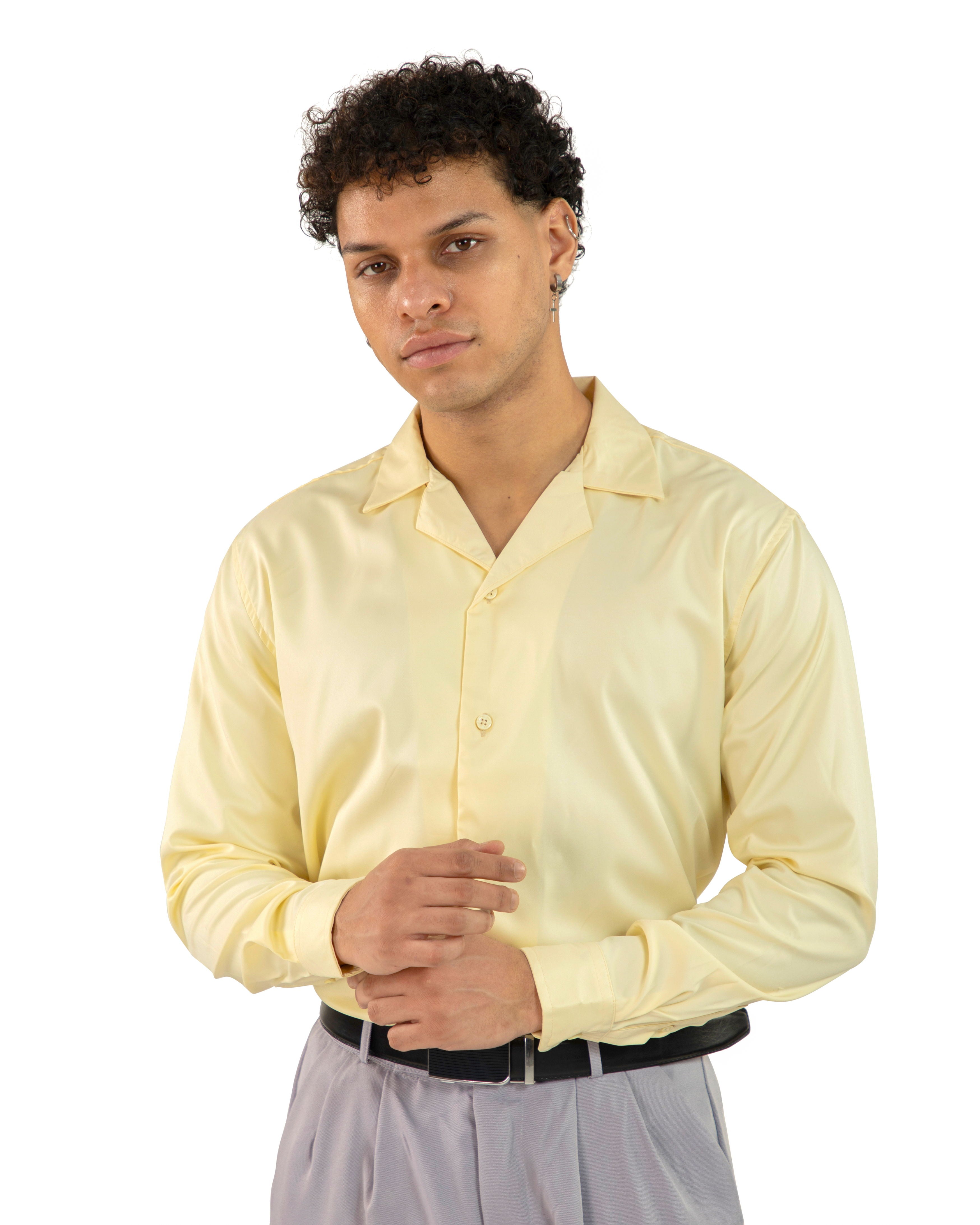 Shop Men's Sunshine Yellow Korean Full Sleeve Shirt Online – ADEL & VIDA